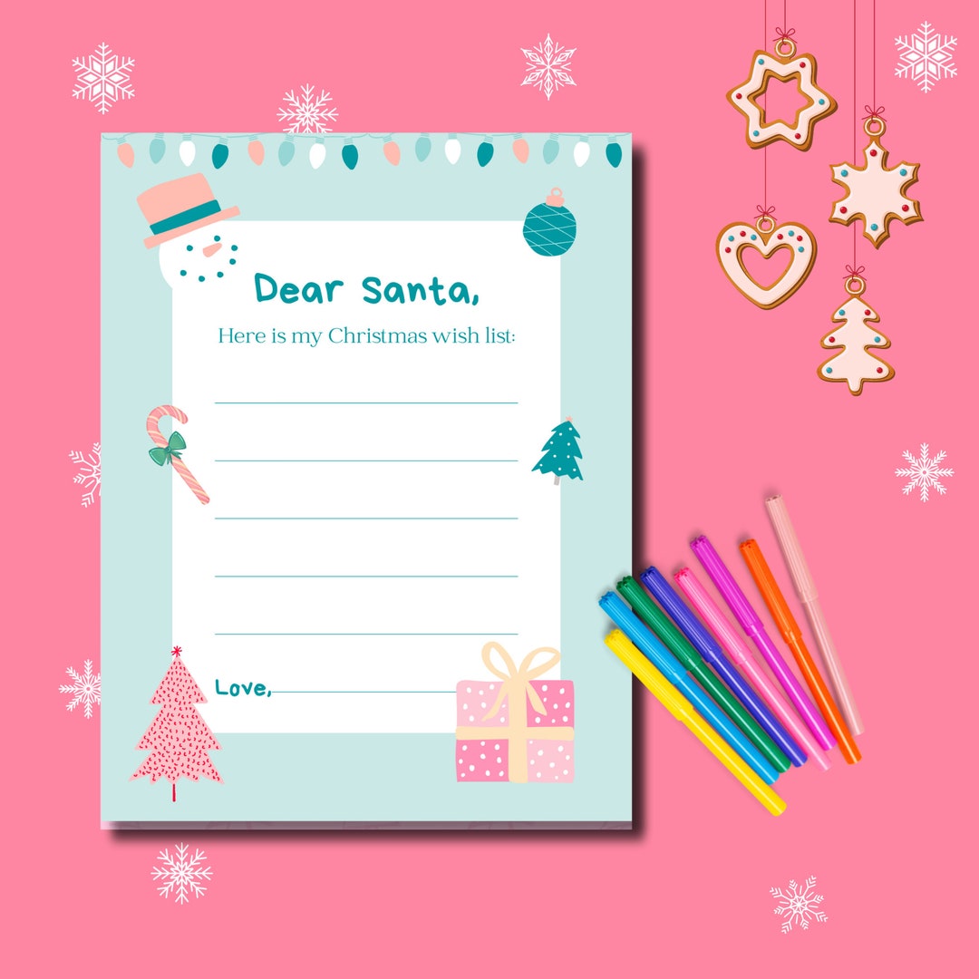 Wish List to Santa Christmas Wish List Kids Santa Letter Letter to ...