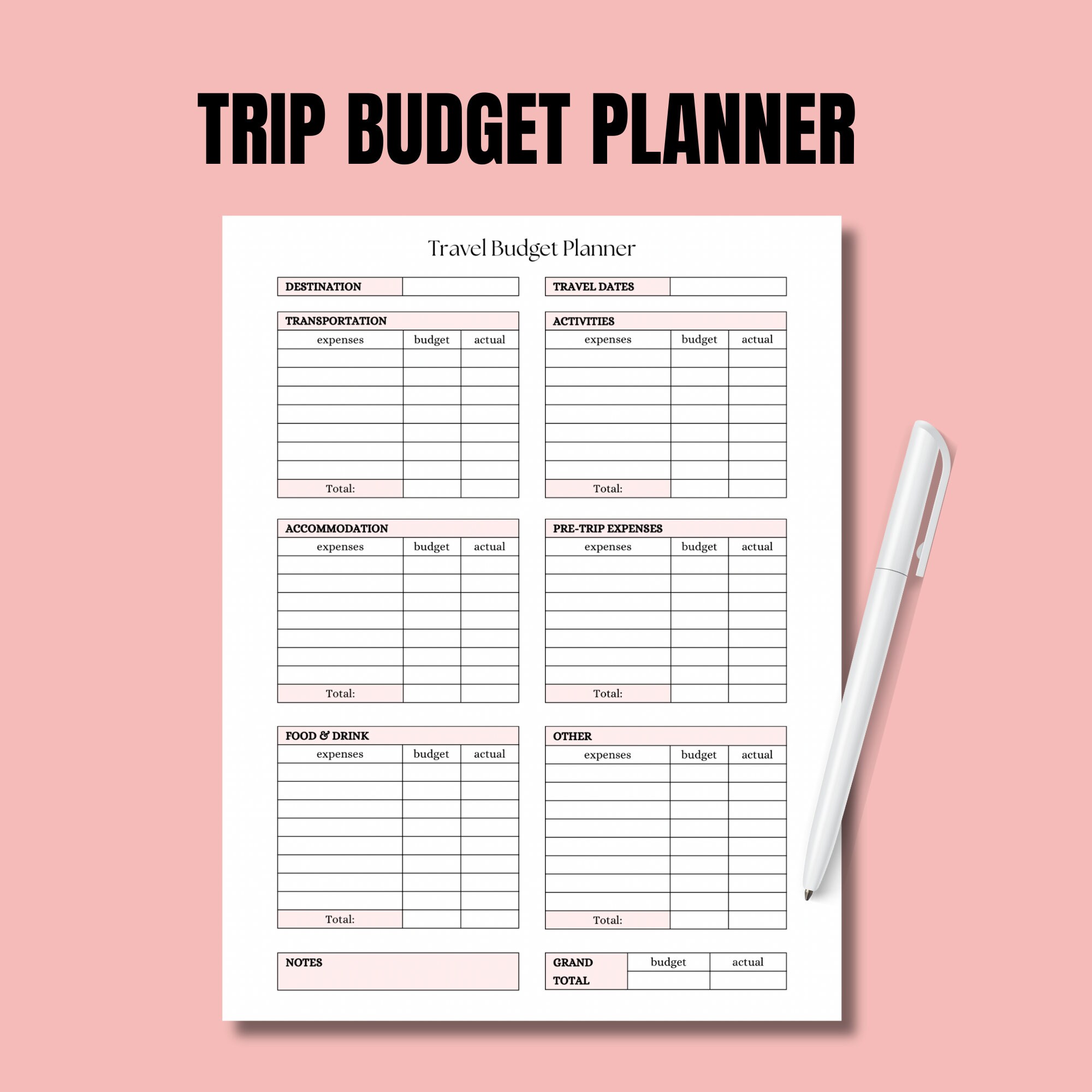 Travel Planner Template | Travel Packing List | Travel Checklist PDF ...