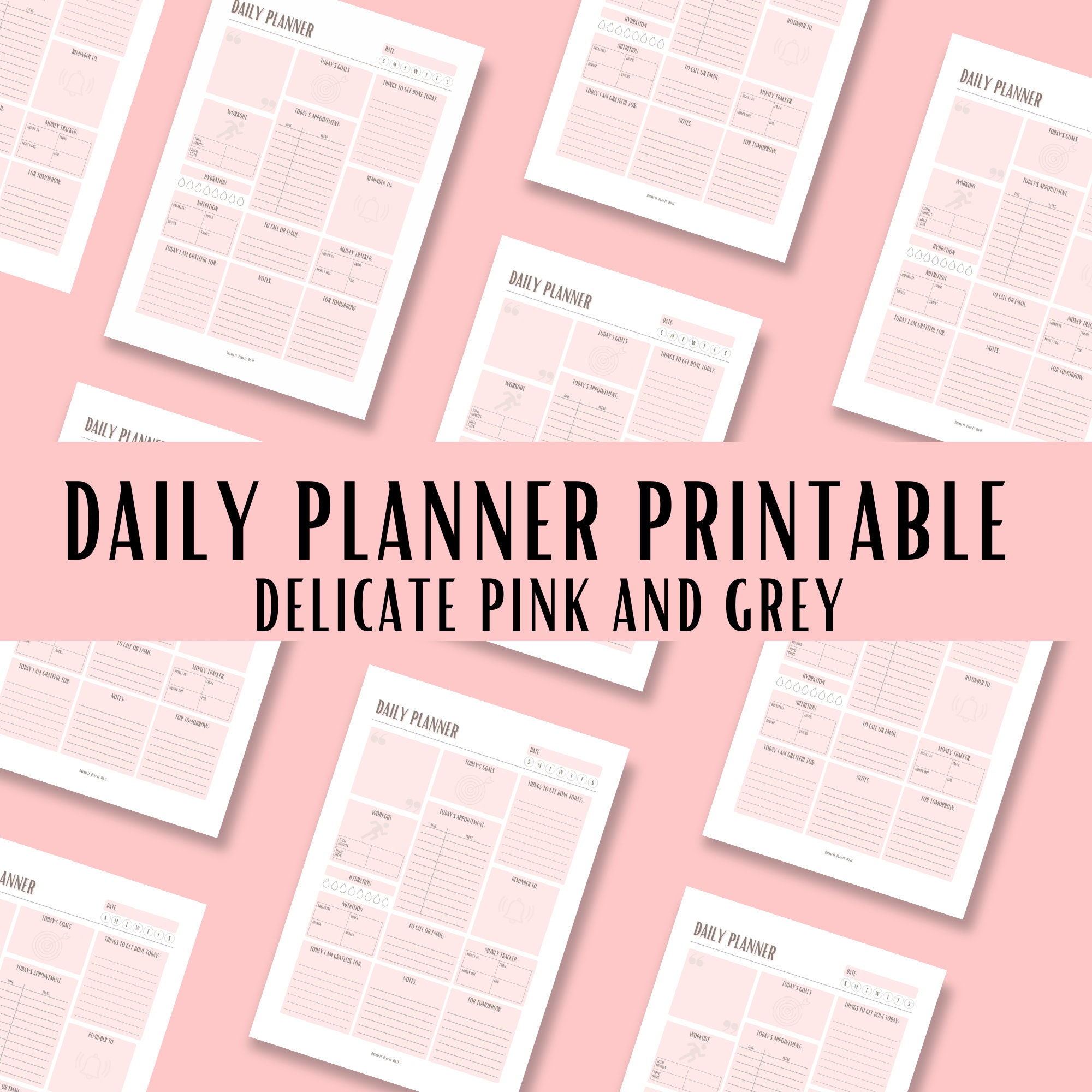 Daily Planner Printable | Pink & Tan | Daily Planner Template | Daily ...