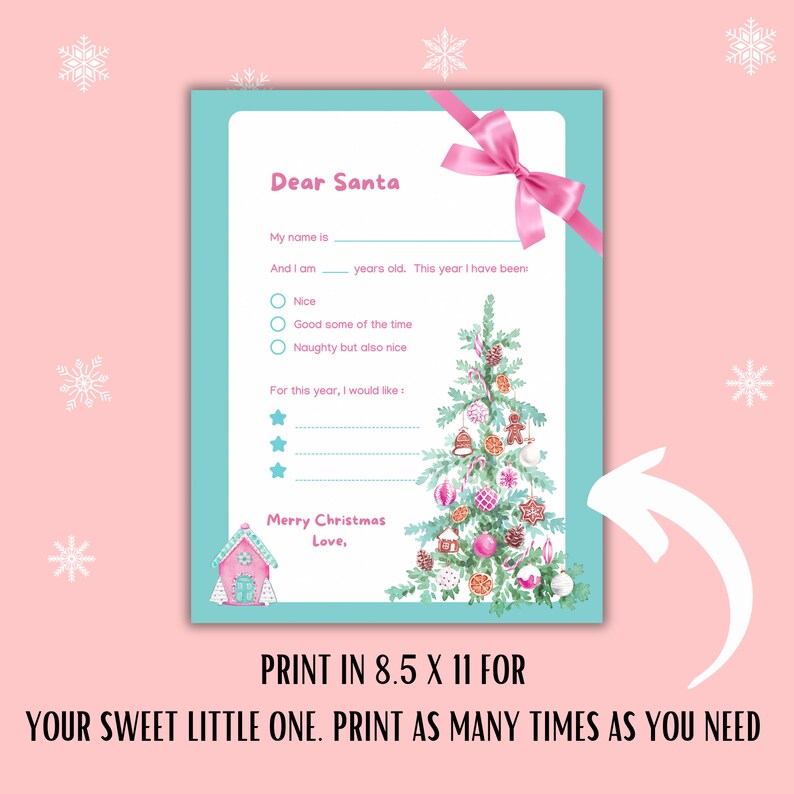 Printable Santa Letter for Kids Christmas Wish List Kids - Etsy