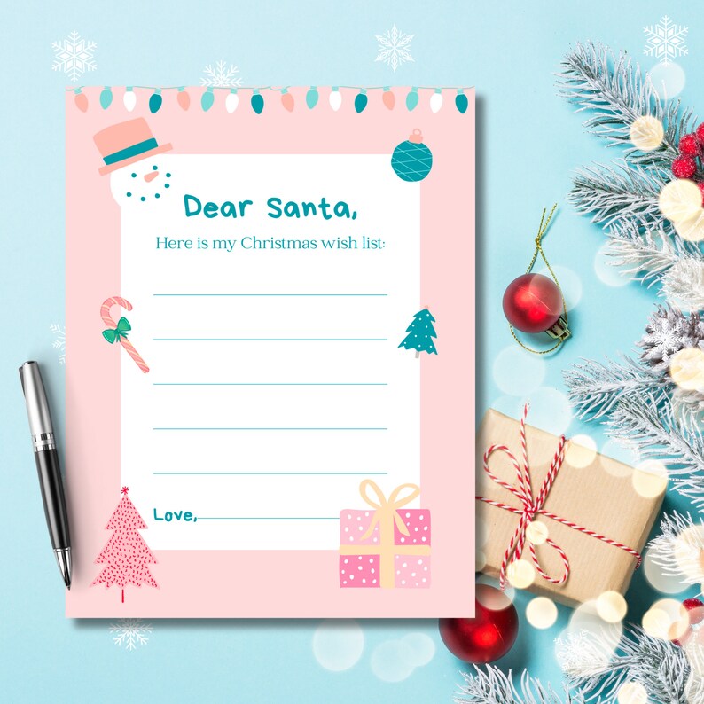 Printable Santa Letter for Kids Christmas Wish List Kids Santa Letter ...