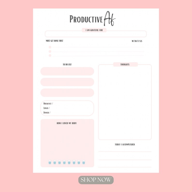 Productive AF Printable To-do List Daily to Do List Daily Planner Daily ...