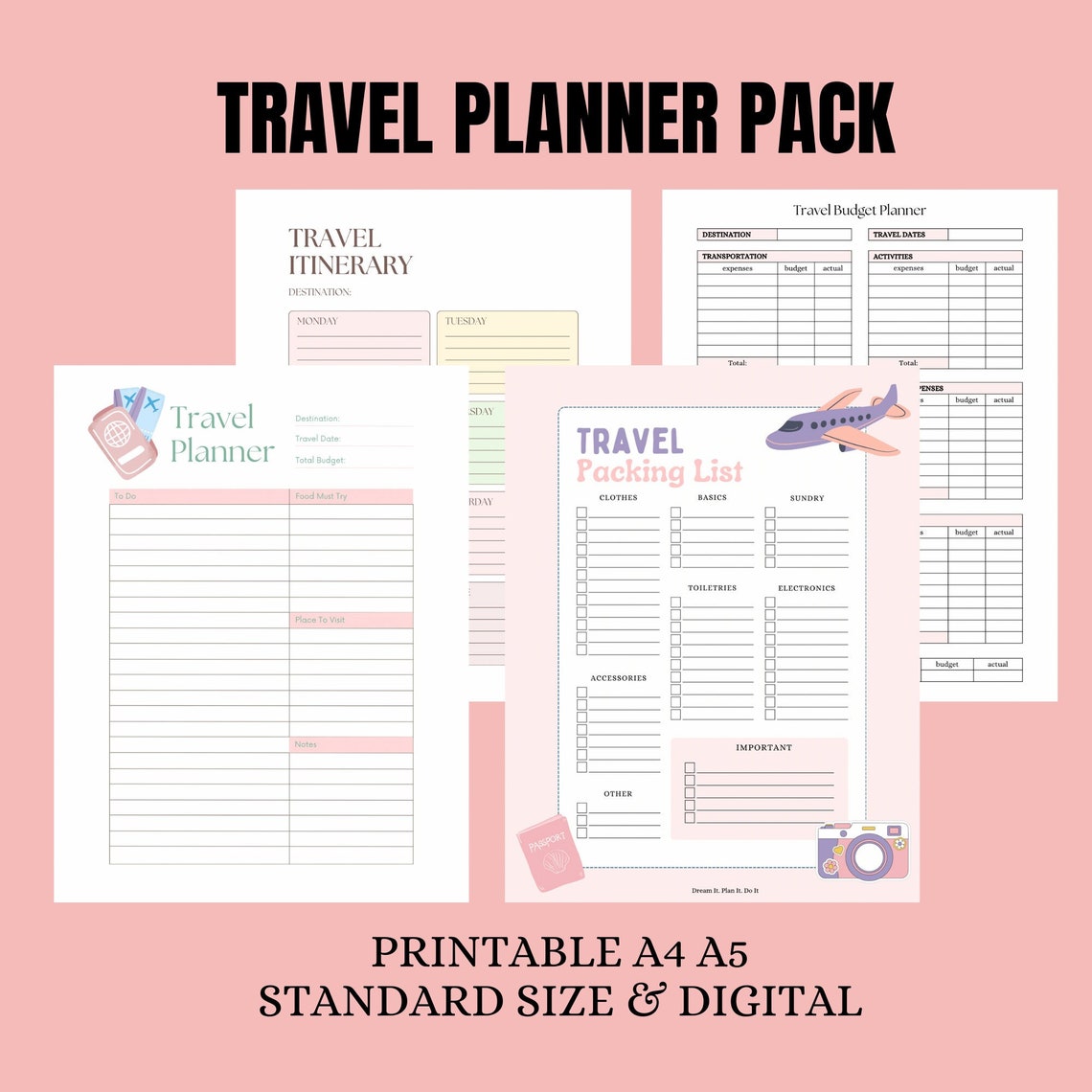 Travel Planner Template Travel Packing List Travel Checklist PDF Travel ...