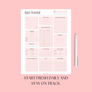 Daily Planner Printable | Pink & Tan | Daily Planner Template | Daily ...