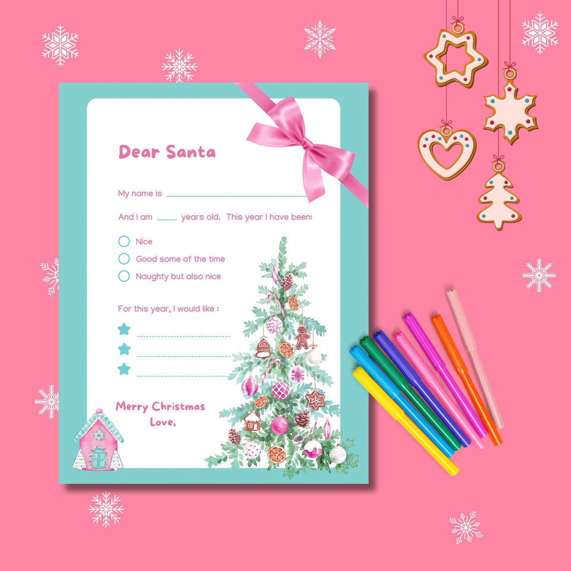 Printable Santa Letter for Kids Christmas Wish List Kids - Etsy
