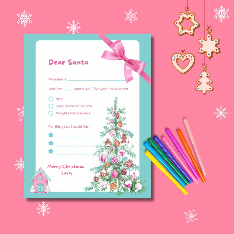 Printable Santa Letter for Kids Christmas Wish List Kids - Etsy