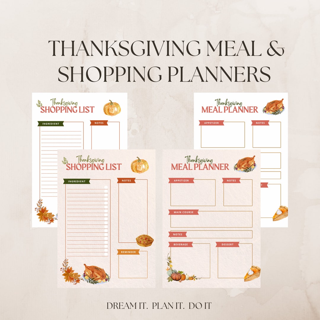 Thanksgiving Meal Planner Thanksgiving Grocery List Thanksgiving ...