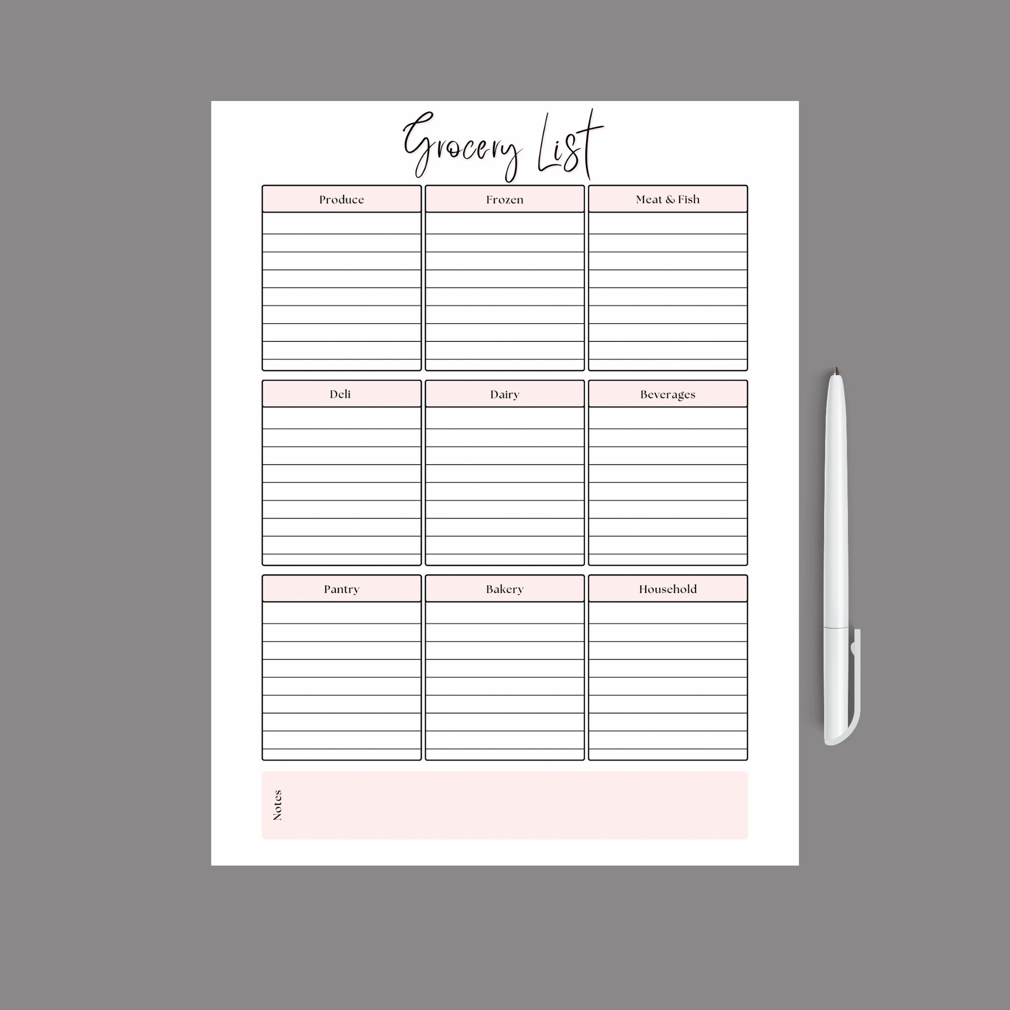 Meal Planner & Grocery List Printable Meal Planner Grocery List Meal ...