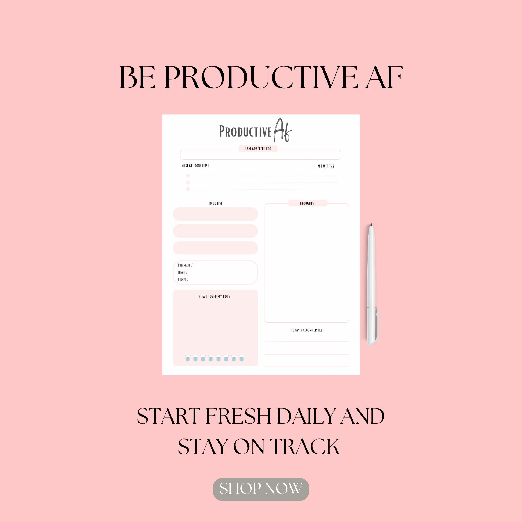 Productive AF Printable To-do List Daily to Do List Daily Planner Daily ...