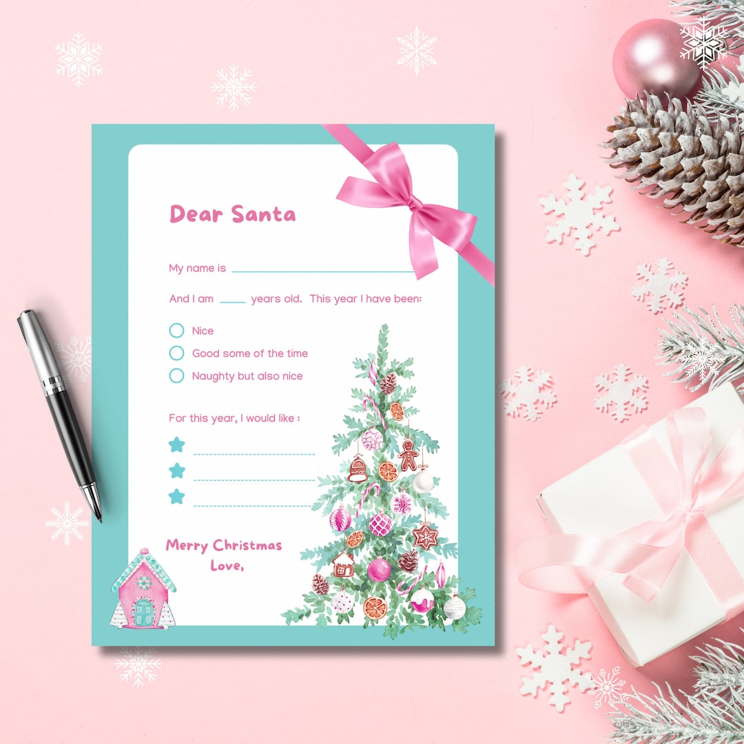 Printable Santa Letter for Kids Christmas Wish List Kids Santa Letter ...