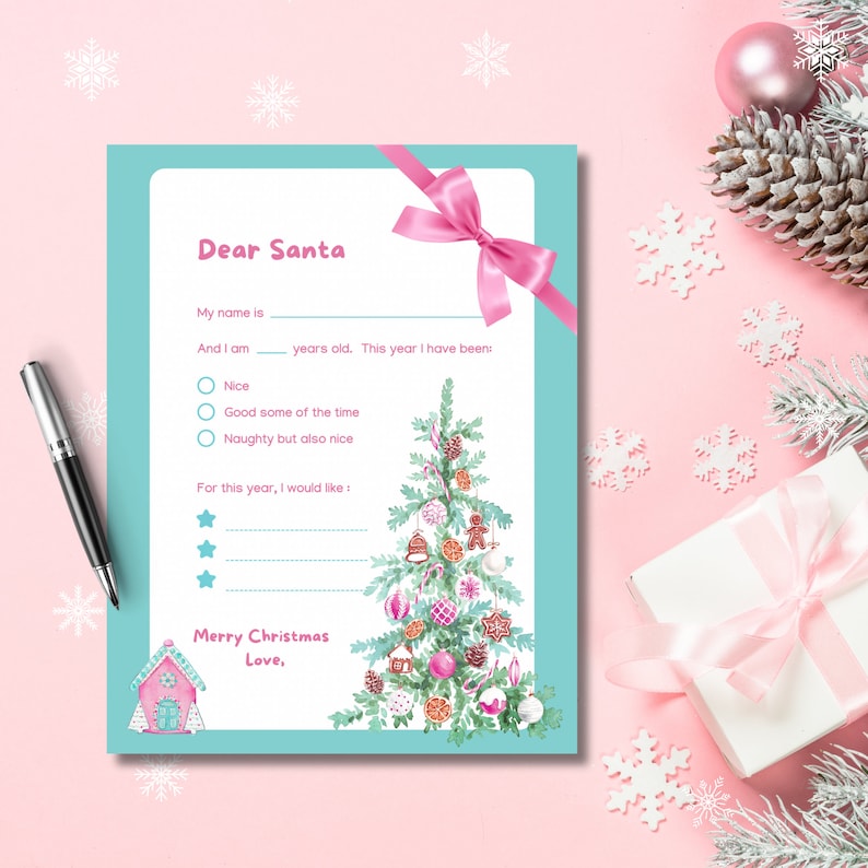 Printable Santa Letter for Kids Christmas Wish List Kids - Etsy