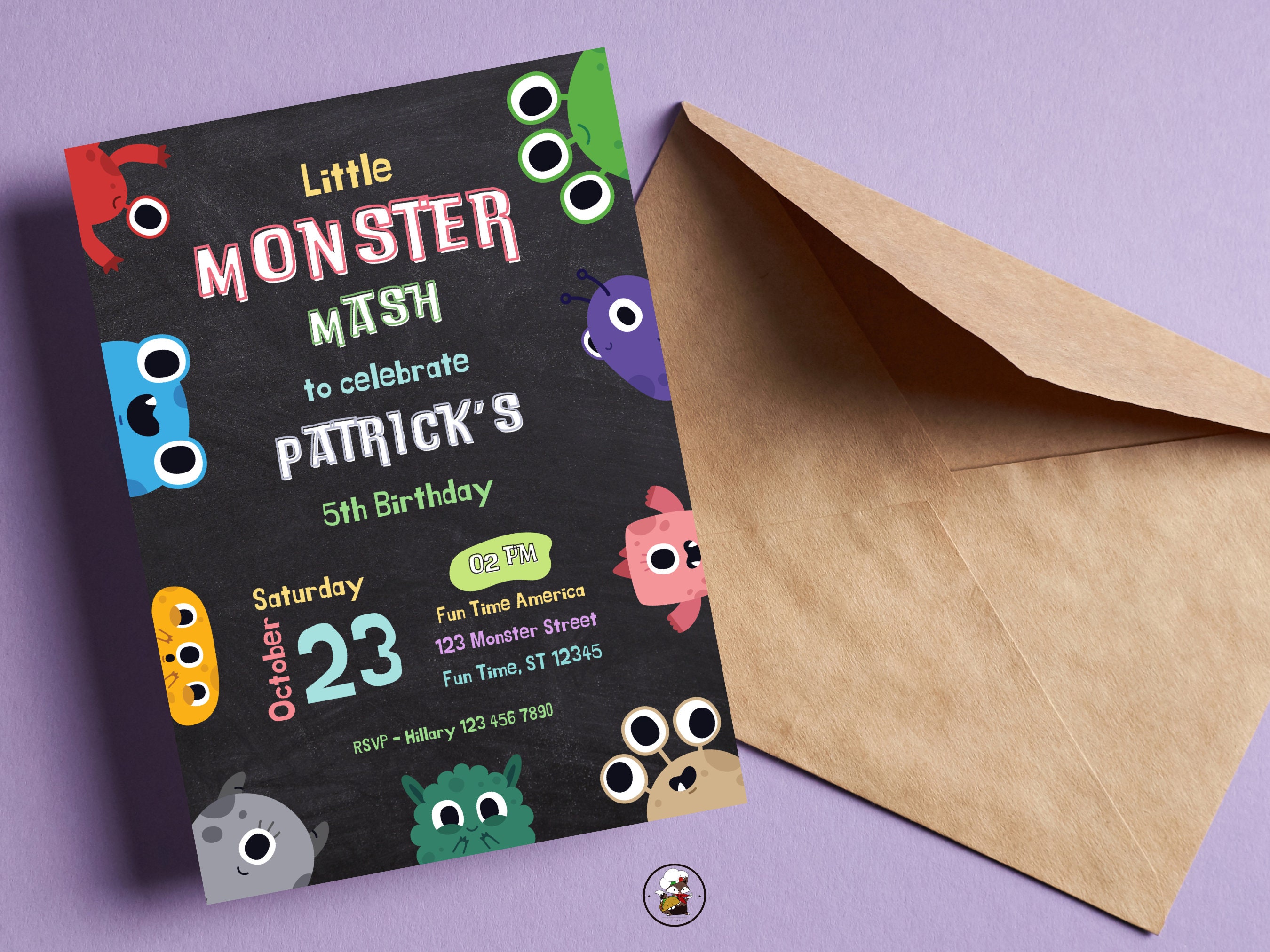 Monster Themed Birthday Invitation, Kids Birthday Party Invite - Etsy