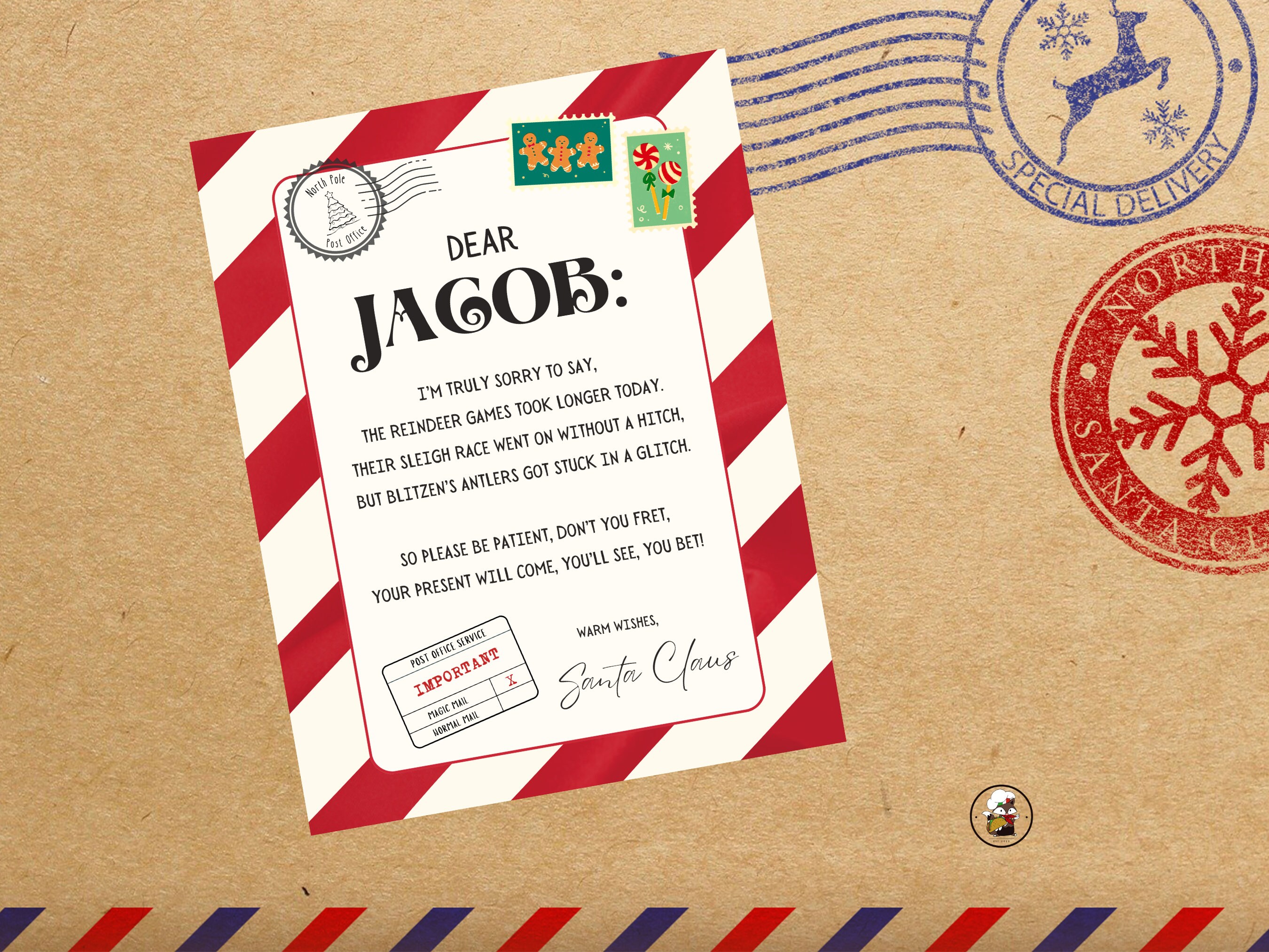 Delayed Present Letter From Santa, Custom Santa Note - Etsy