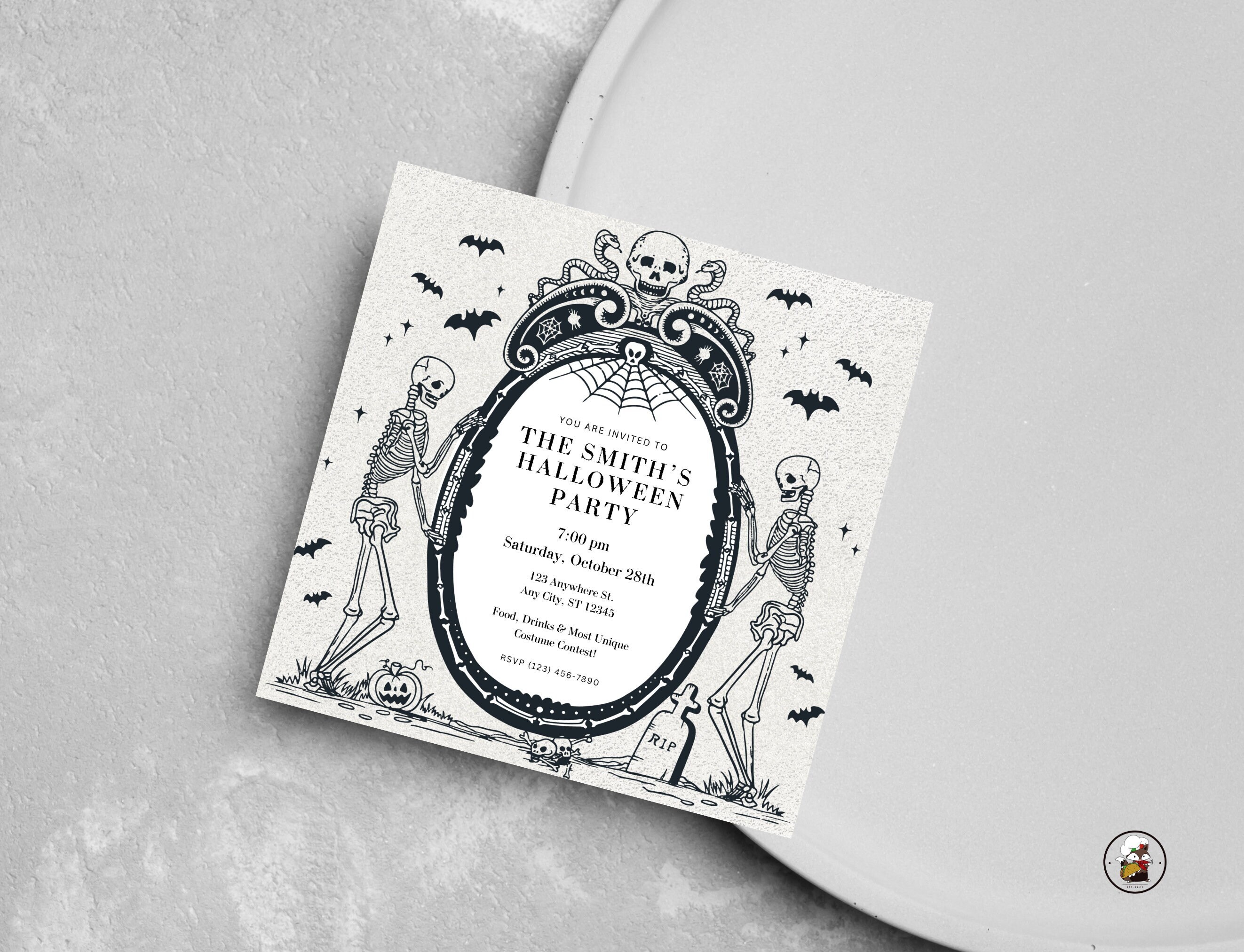 Skeleton Halloween Party Invitation Spooky Costume Bash - Etsy