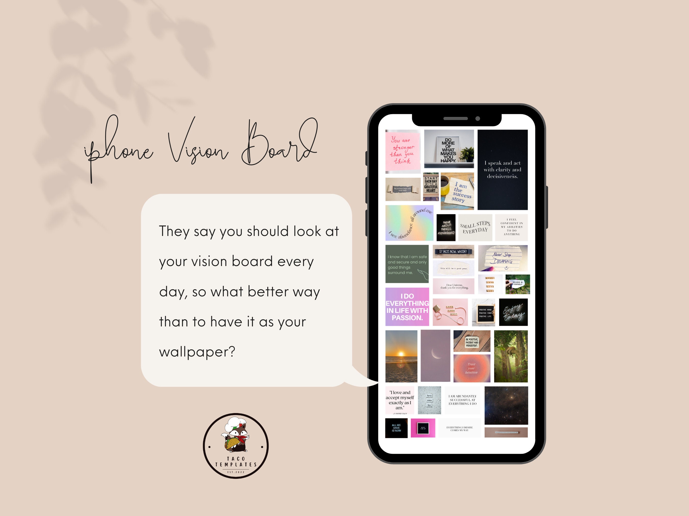 IPhone Vision Board Collage: Editable PDF Template (digital Download ...