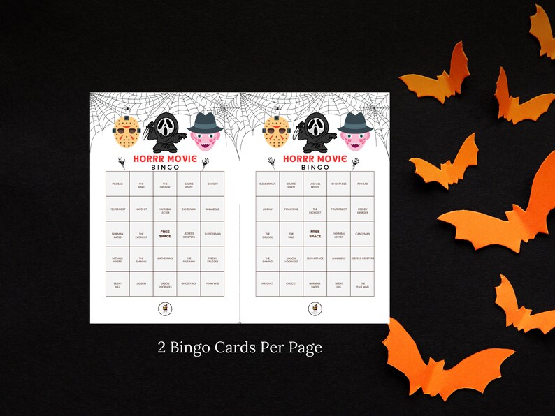 Printable Horror Movie Bingo Cards, Fun Game Night Activity, Instant ...