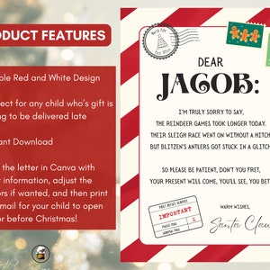 Delayed Present Letter From Santa, Custom Santa Note - Etsy