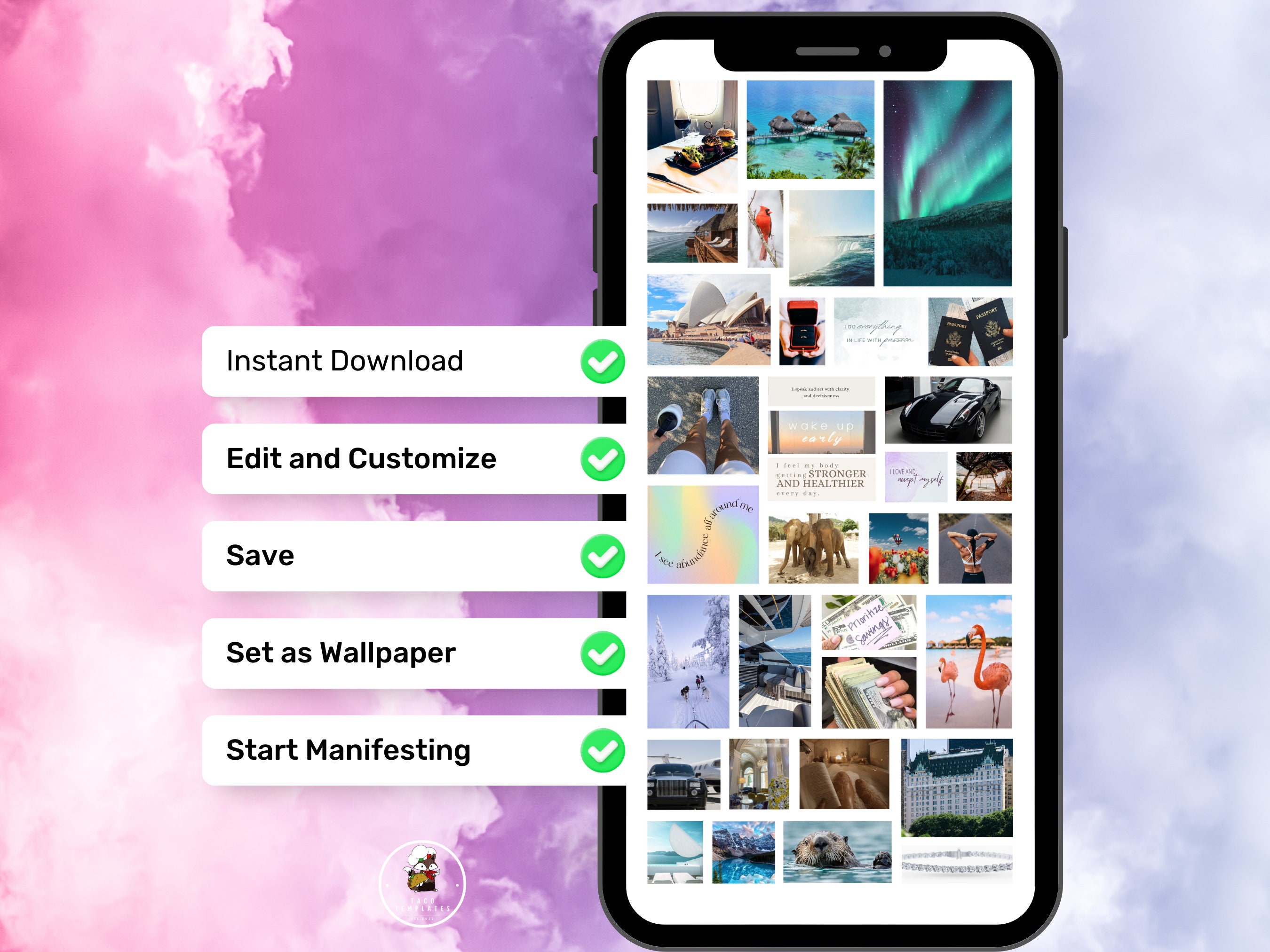 IPhone Vision Board Collage: Editable PDF Template (digital Download ...