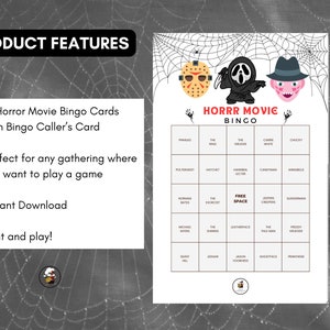 Printable Horror Movie Bingo Cards, Fun Game Night Activity, Instant ...