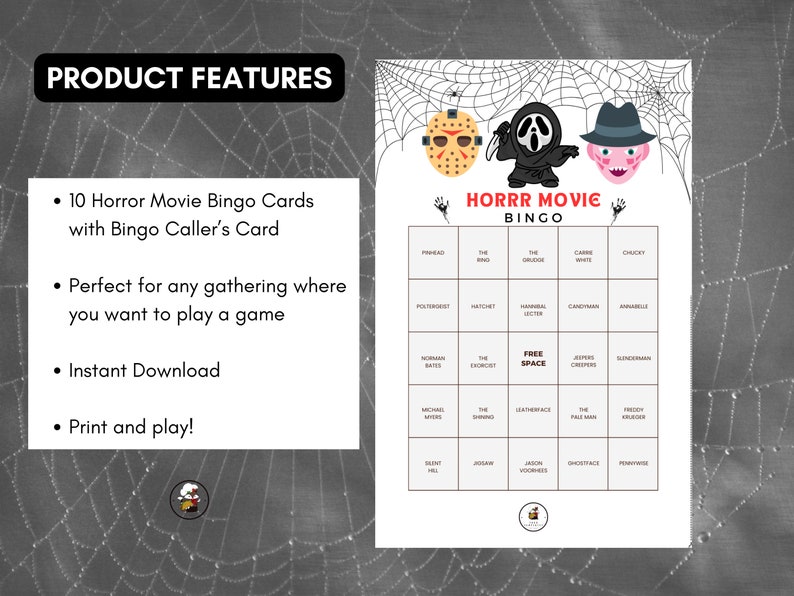 Printable Horror Movie Bingo Cards, Fun Game Night Activity, Instant ...