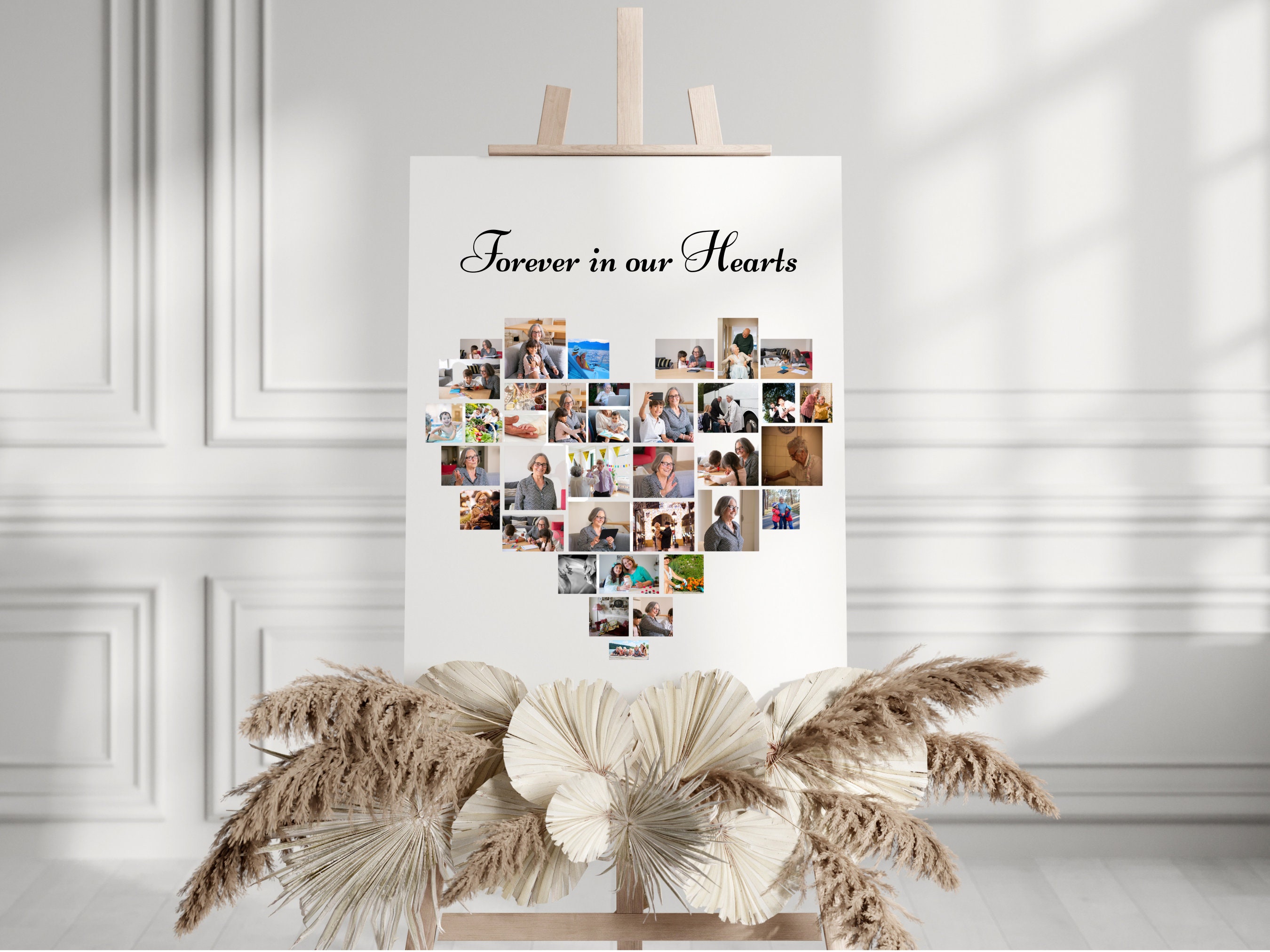 Heart Collage Memorial Tribute Board, Funeral Service Photo Board ...
