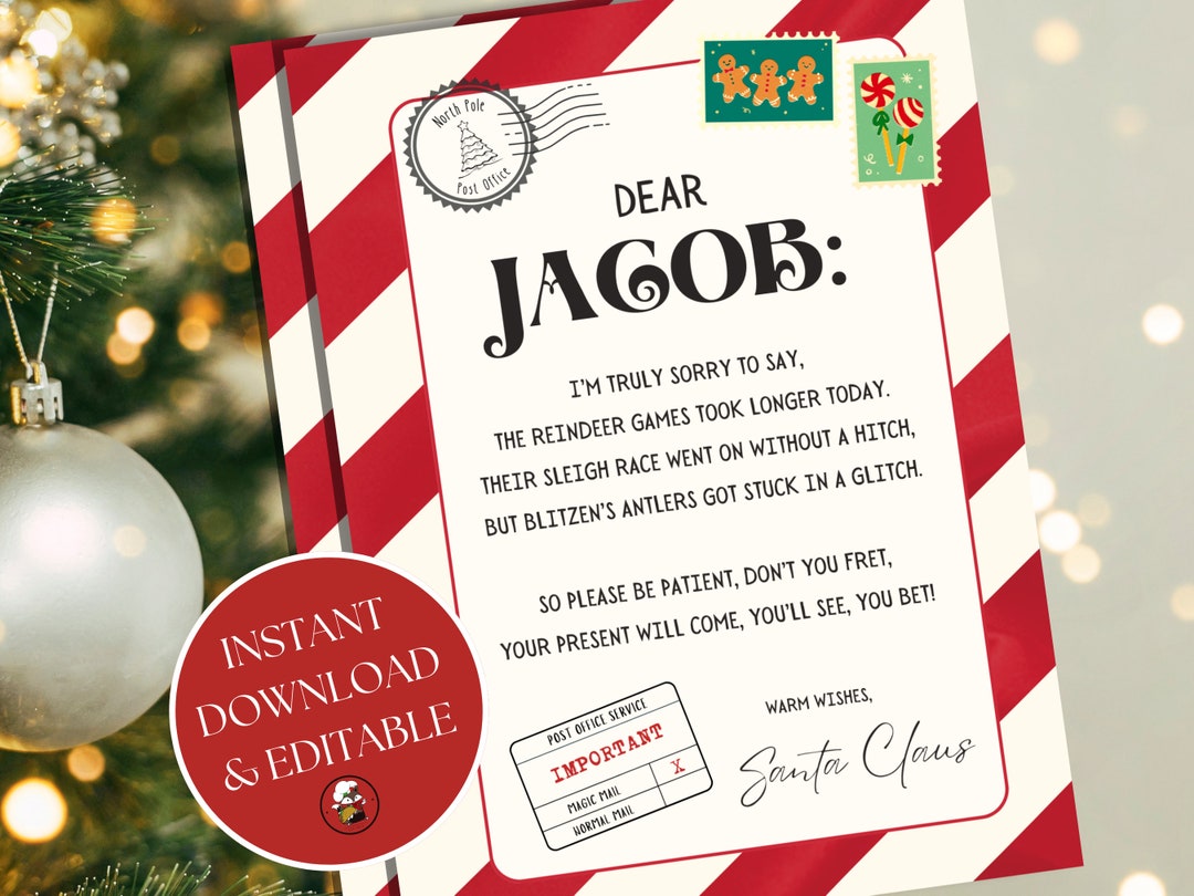Delayed Present Letter From Santa, Custom Santa Note - Etsy
