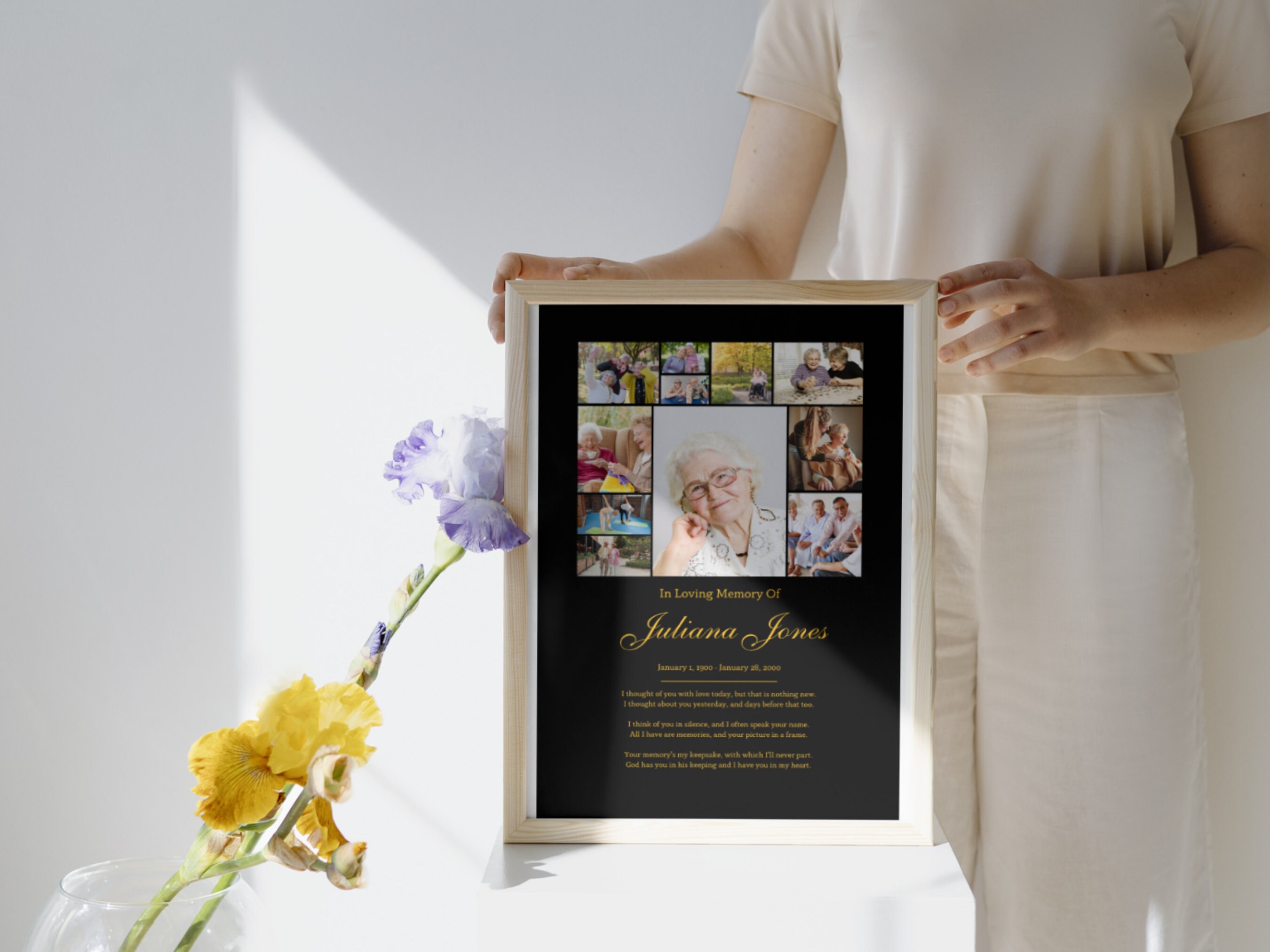Memorial Tribute Posters, Collage Posters for Funerals, Celebration of ...
