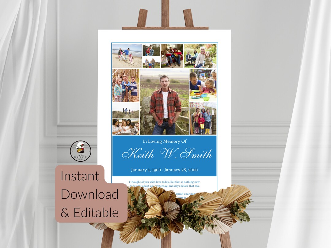 Memorial Tribute Posters, Collage Posters for Funerals, Celebration of ...