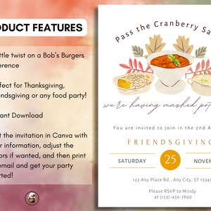 Friendsgiving Invitation, Thanksgiving Dinner Invite, Bobs Burgers ...