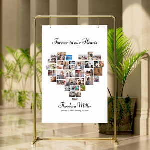 Heart Collage Memorial Tribute Board, Funeral Service Photo Board ...