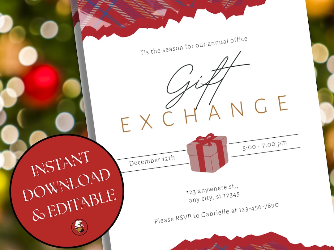 Gift Exchange Invitation Office Party Invite - Etsy