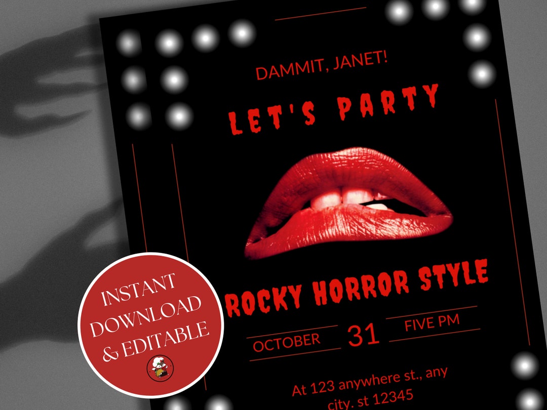 Halloween Party Invitations, Rocky Horror Party Invitation, Rocky ...