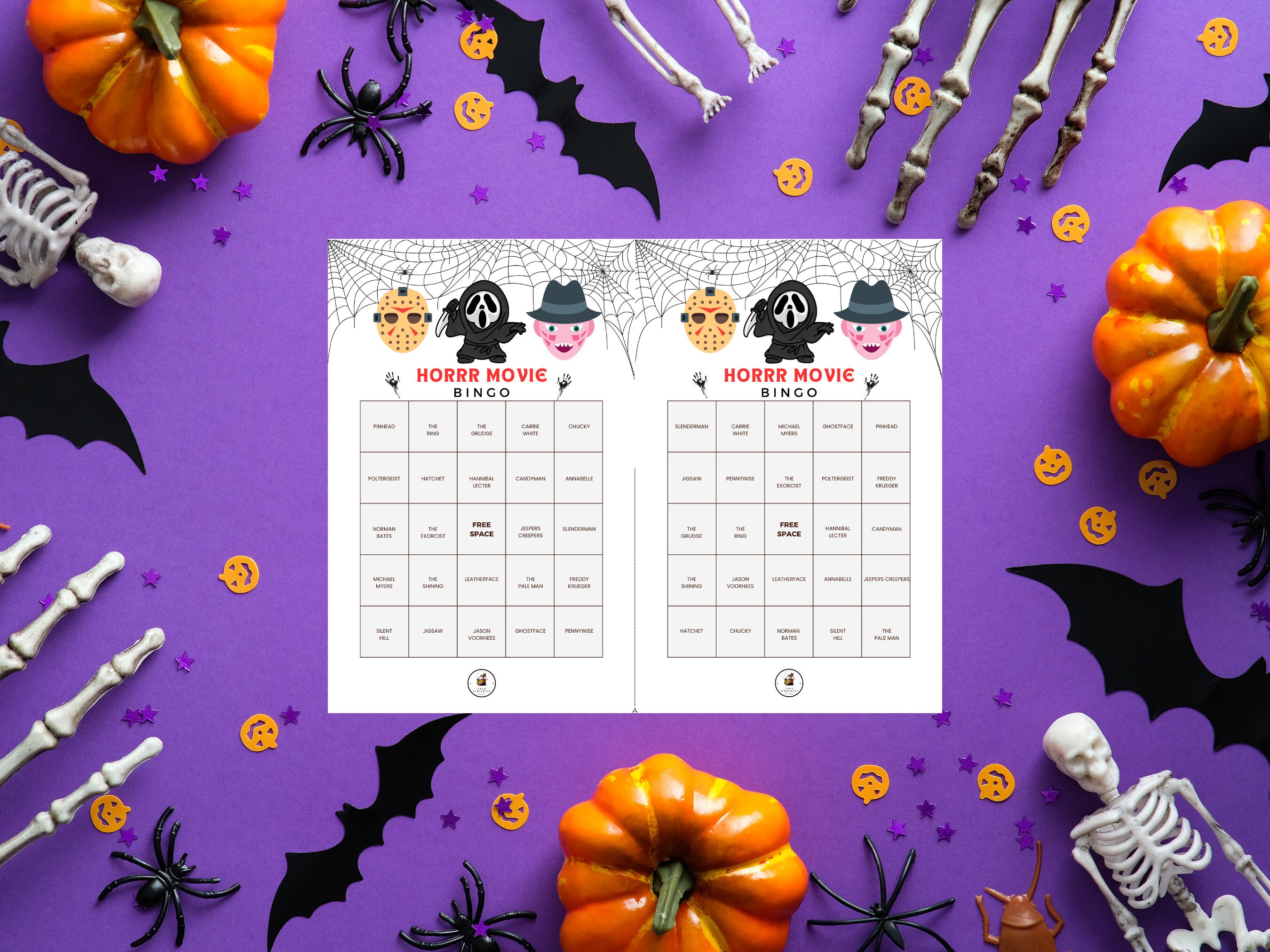 Printable Horror Movie Bingo Cards, Fun Game Night Activity, Instant ...