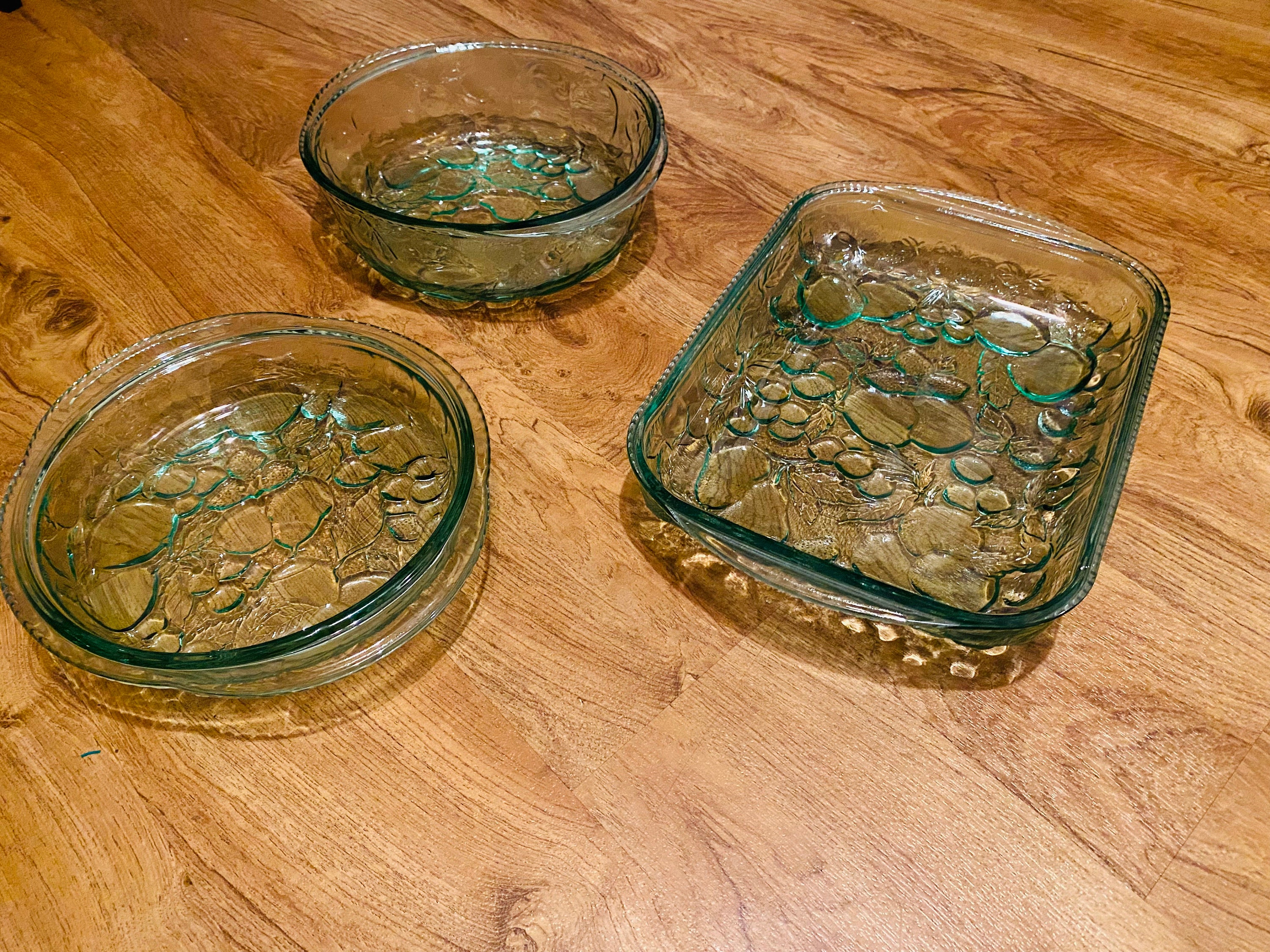 Libbey Orchard 3 Piece Green Glass Bakeware Set - Etsy