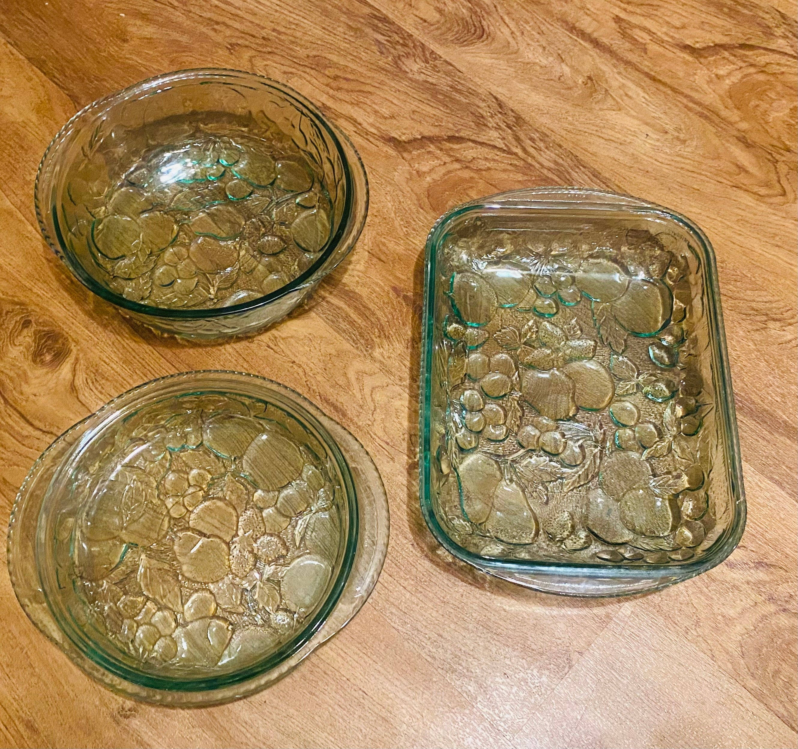 Libbey Orchard 3 Piece Green Glass Bakeware Set - Etsy
