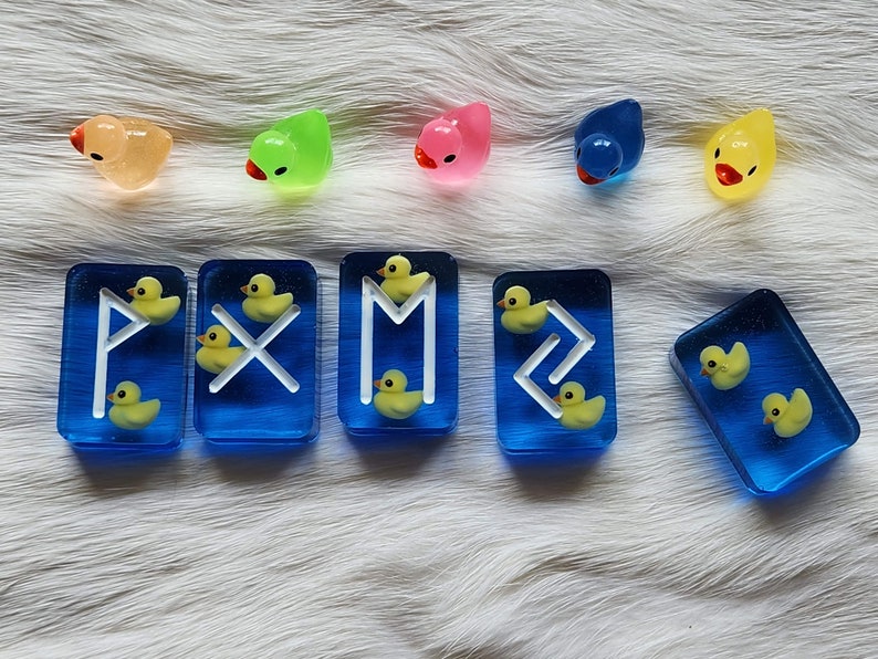 Rubber Ducky Resin Elder Futhark Rune Set | Divination | Homemade Runes ...