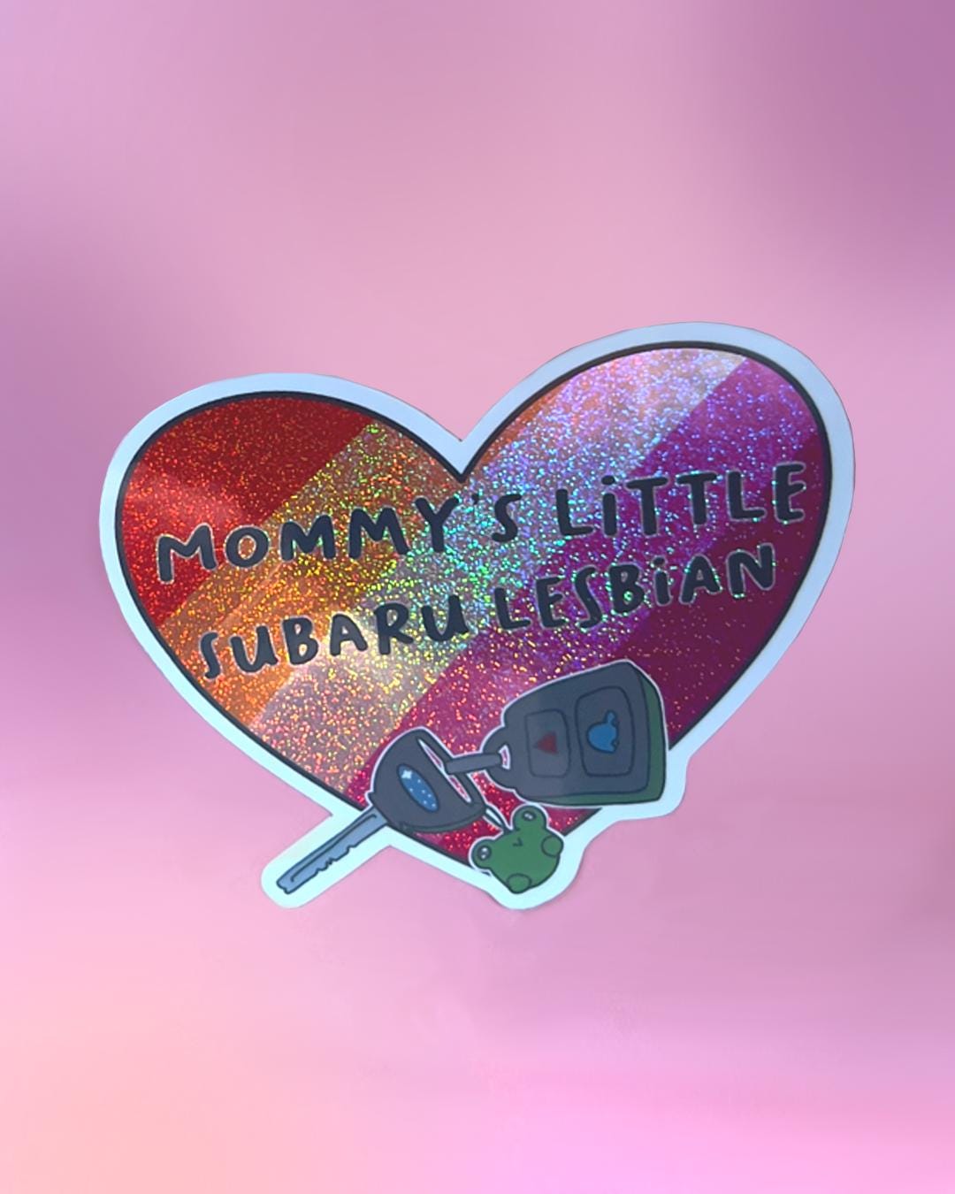 Mommy's Little Subaru Lesbian Glitter Sticker — LGBTQ+, Pride Sticker ...