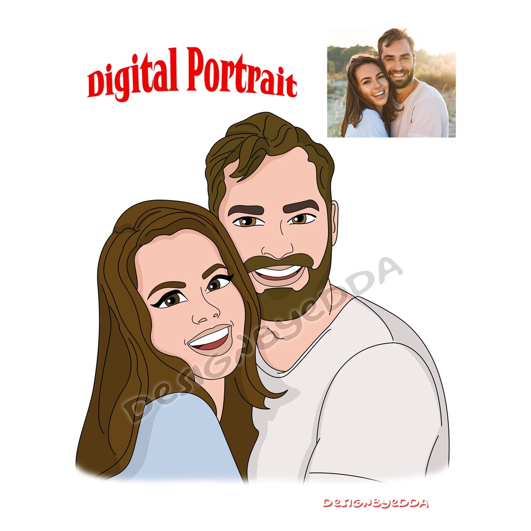Digital Portrait,couple Portrait,personalized,wedding Anniversary ...