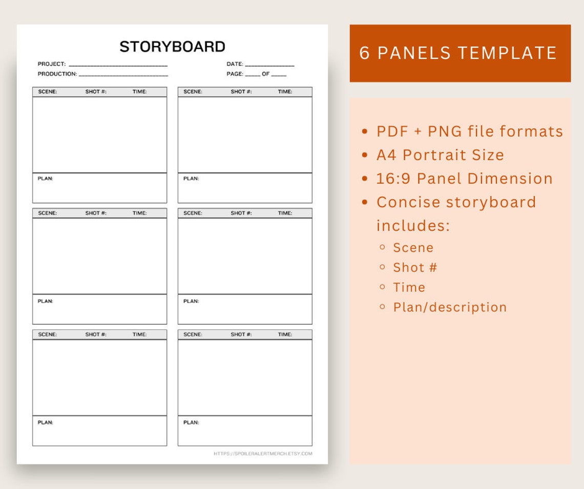 A4 Portrait Storyboard Template: Filmmaker, Animator, Vlogger (PDF ...
