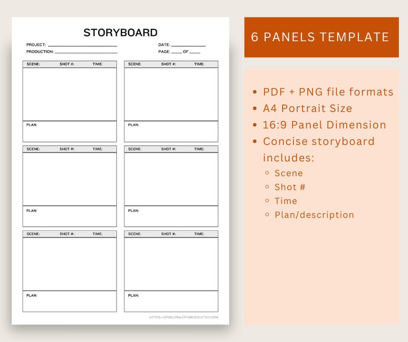 A4 Portrait Storyboard Template: Filmmaker, Animator, Vlogger (PDF ...