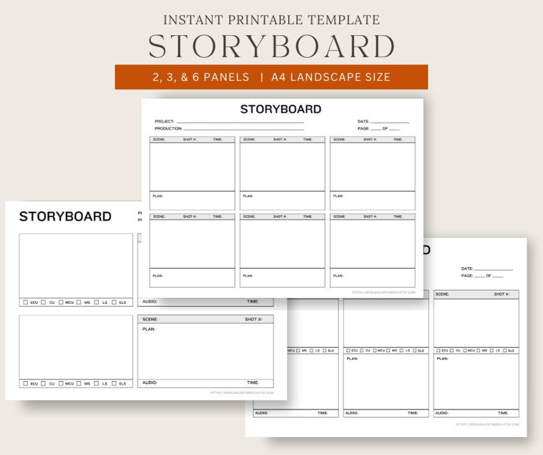 Printable Storyboard Template for Creative Storytellers PDF & PNG A4 ...