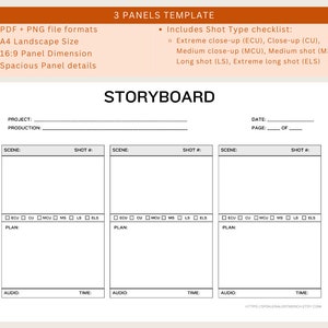 Printable Storyboard Template for Creative Storytellers PDF & PNG A4 ...