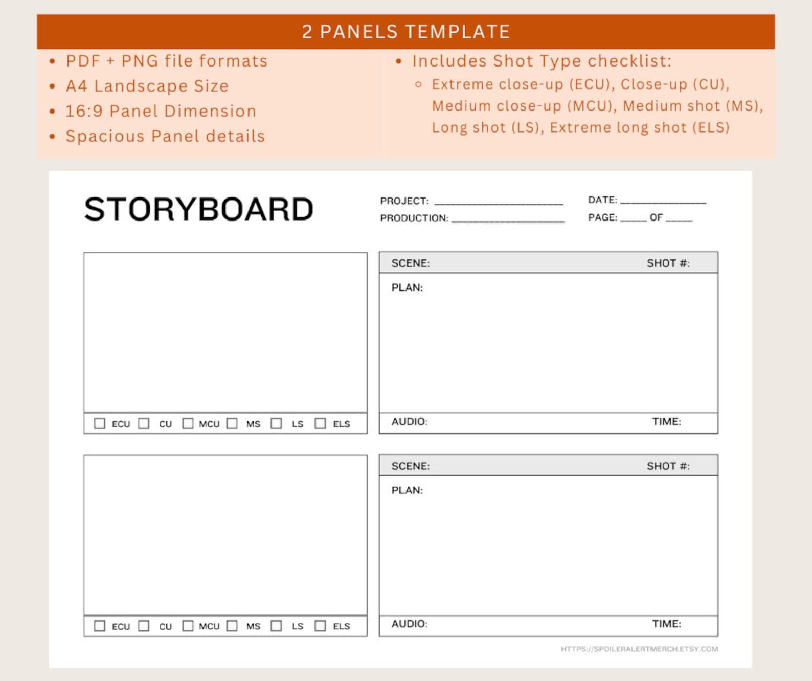 Printable Storyboard Template for Creative Storytellers PDF & PNG A4 ...