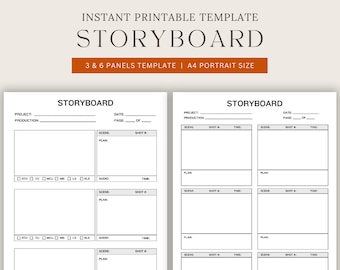 Printable Storyboard Template for Creative Storytellers PDF & PNG A4 ...