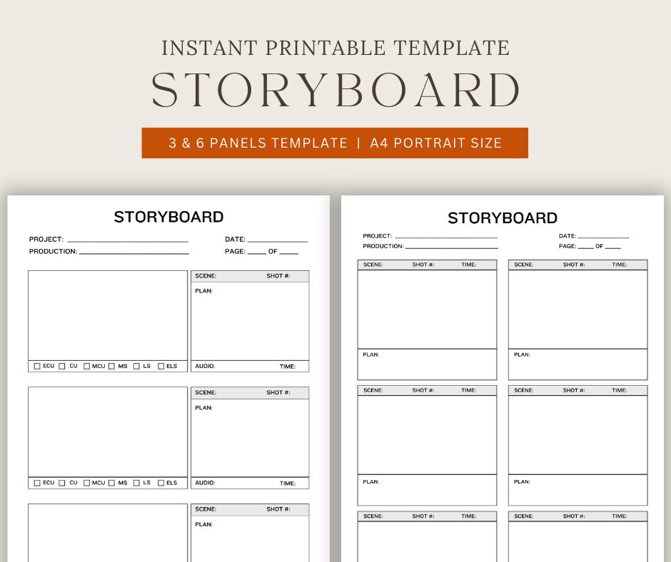 A4 Portrait Storyboard Template: Filmmaker, Animator, Vlogger (PDF ...