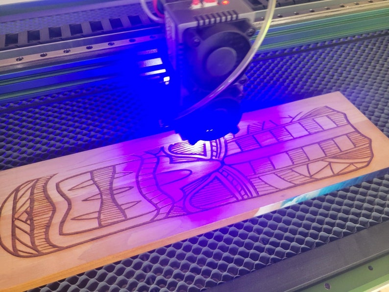 REAL Wood, Cherry Wood Tiki Mask / Laser Engraved / Hand Painted ...