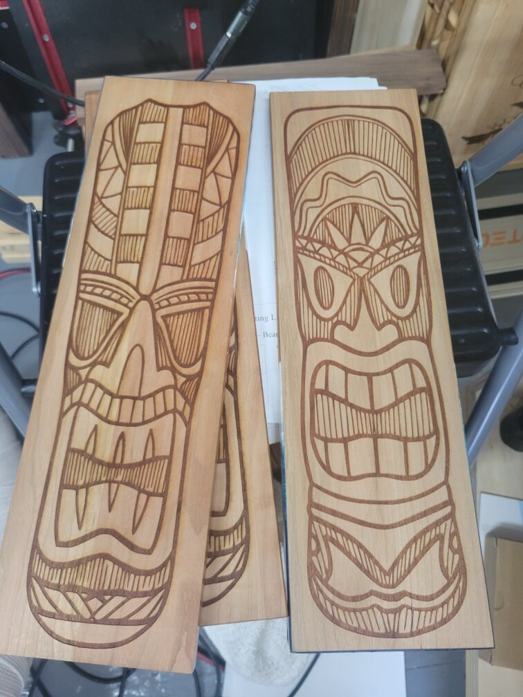 REAL Wood, Cherry Wood Tiki Mask / Laser Engraved / Hand Painted ...