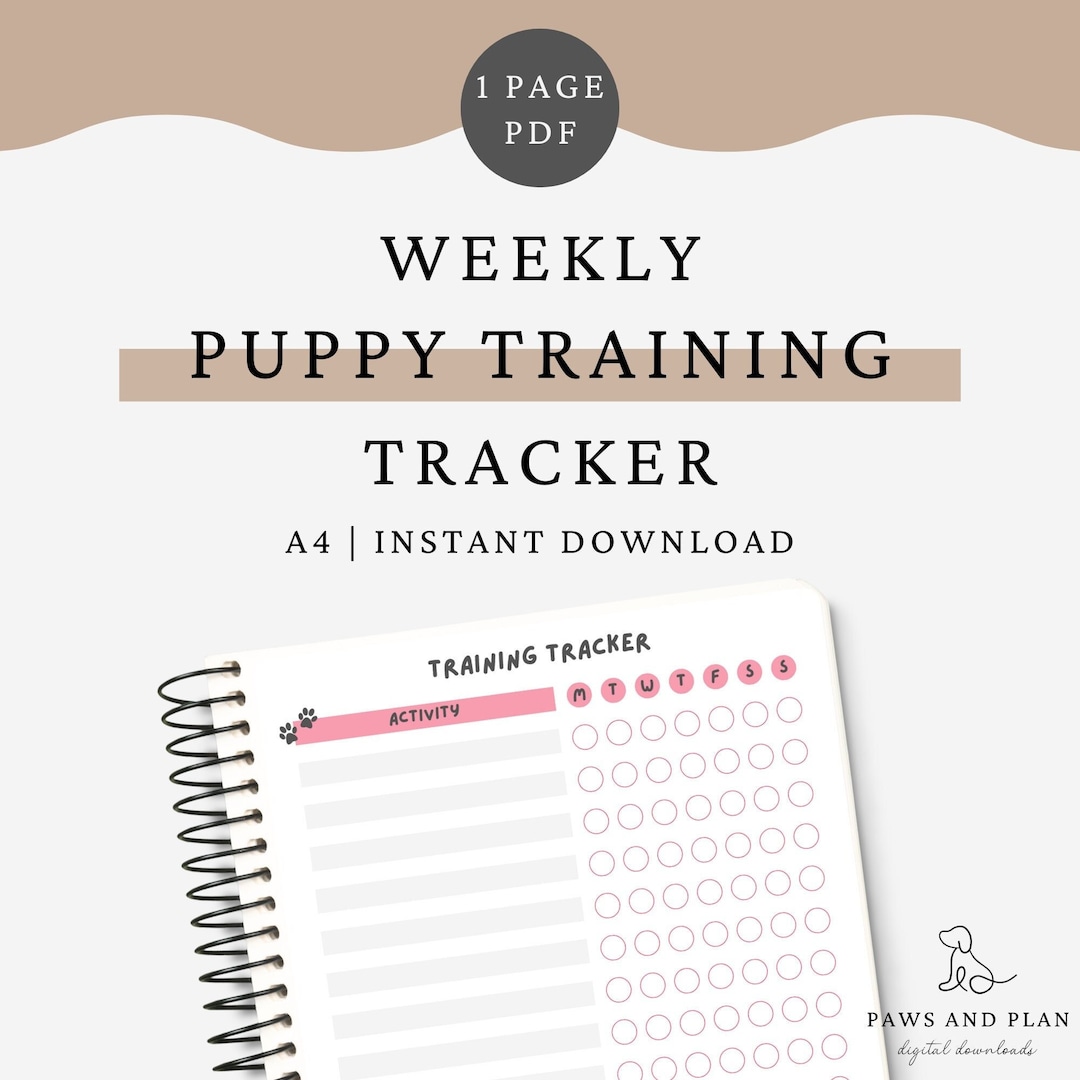 Pink Puppy Training and Activity Weekly Tracker | Minimal Printable Pet ...
