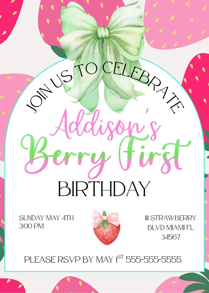 Berry First Birthday Party Invitation - Etsy