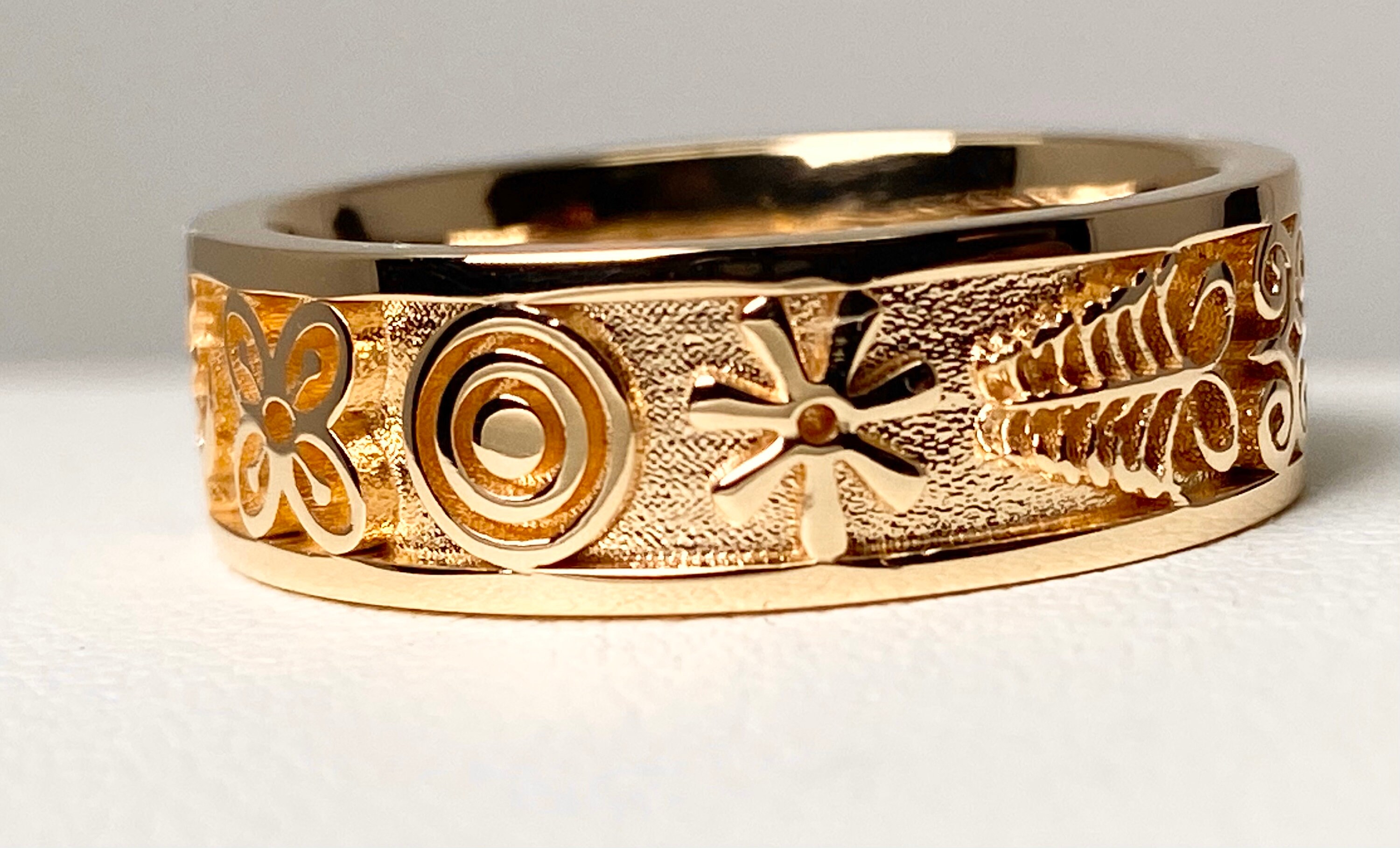 Custom Gold Adinkra Wedding Band - Etsy